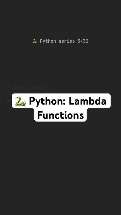 🐍 Python Lambda Functions Youtube