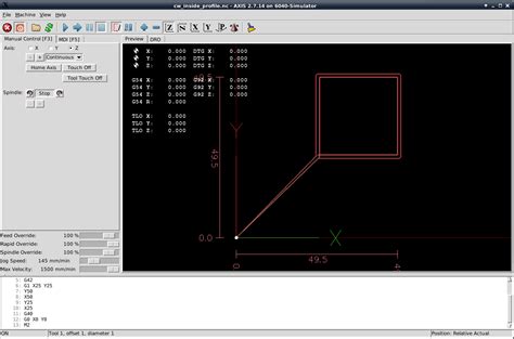 Cutter Path Outside Inside Line LinuxCNC