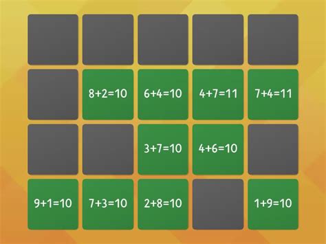Addition Up To 15 Matching Pairs