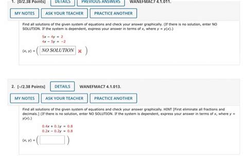 Solved Find All Solutions Of The Given System Of Equations Chegg