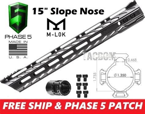 Phase 5 Tactical 15″ Lo Pro Slope Nose Lpsn15 Free Float Quad Rail M
