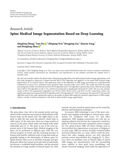 PDF Spine Medical Image Segmentation Based On Deep Learning