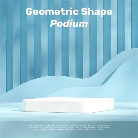 3d изображение представляет собой пустой макет белого блока подиума в квадратной узорчатой стене