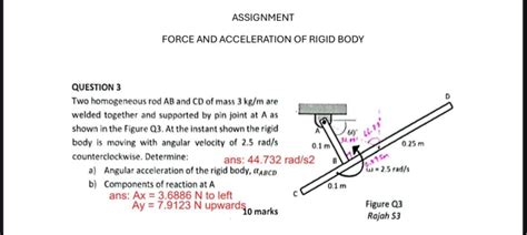 Assignment Force And Acceleration Of Rigid Body Question 3 Two
