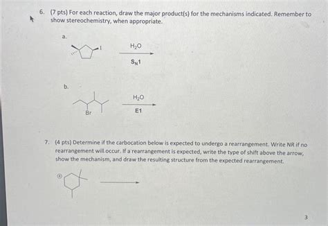 Solved Pts For Each Reaction Draw The Major Chegg Com