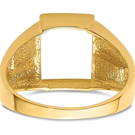 14k Yellow Gold Polished And Textured Masonic Ring Mounting For 12x10m