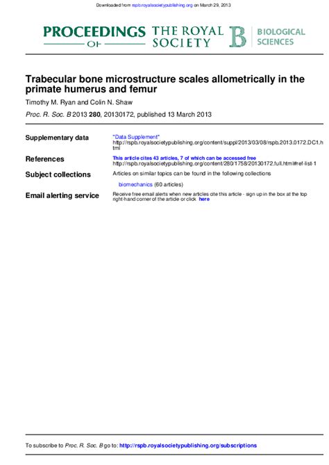 Pdf Trabecular Bone Microstructure Scales Allometrically In The