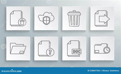 set line document folder cloud and shield unknown document doc file