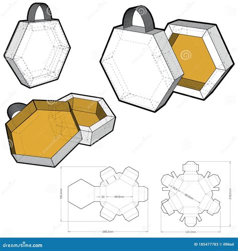 Hexagonal Self Assembly Packaging And Die Cut Pattern Cartoon Vector 182718681