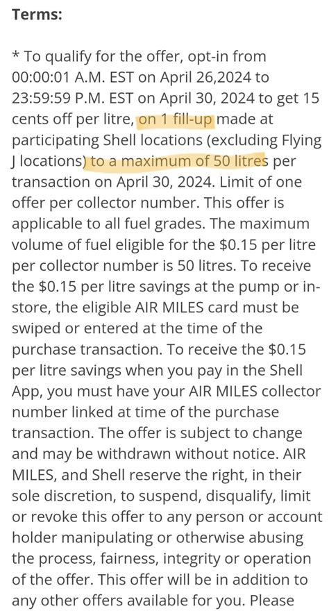 Shell Air Miles Shell 15 Cents Off A Litre Gas April 30th Page 8