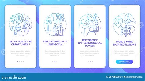 Ict In Business Disadvantages Blue Gradient Onboarding Mobile App