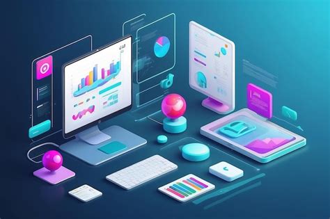 Ui Ux Design Concept 3d Illustration Icon Composition With Computer Display Premium Ai