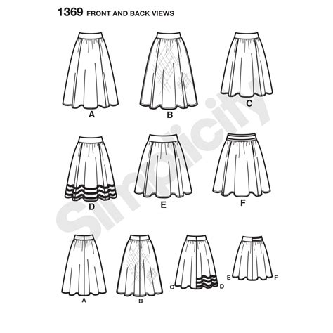 Simplicity Sewing Pattern 1369 Misses Skirts In Three Lengths Sewdirect