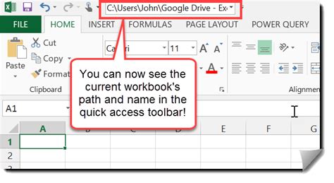 How To Show The Workbook Location In The Quick Access Toolbar How To Excel