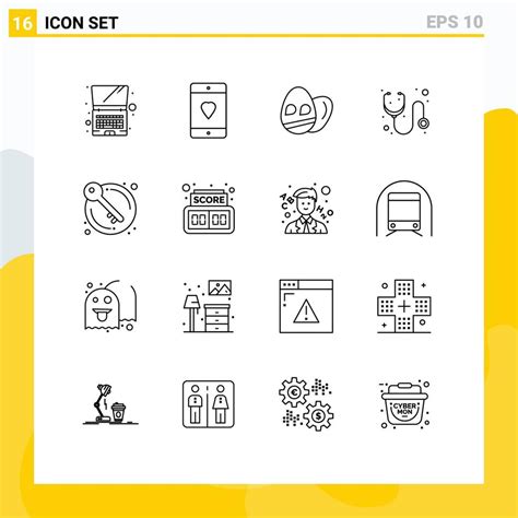 16 Outline Concept For Websites Mobile And Apps Keys Door Egg Stethoscope Hospital Editable