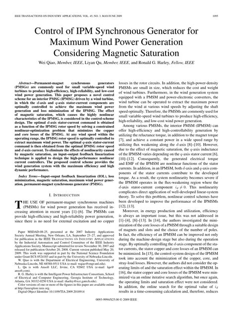 Pdf Control Of Ipm Synchronous Generator For Maximum Wind Power