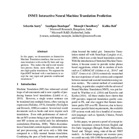 Inmt Interactive Neural Machine Translation Prediction Acl Anthology