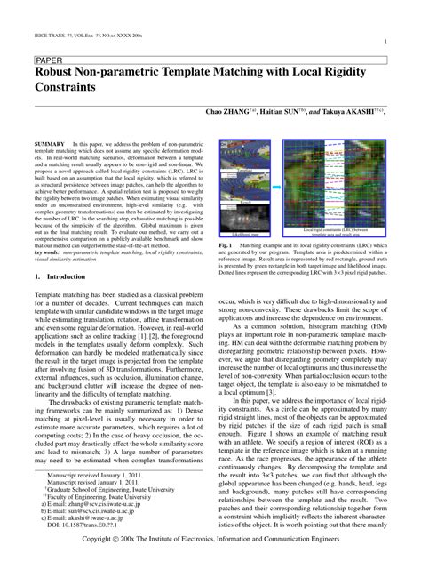 pdf robust non parametric template matching with local rigidity