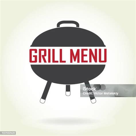 그릴과 바베 큐 메뉴 디자인 서식 파일입니다 그릴 또는 바베 큐 아이콘 흰색 배경에 고립입니다 화려한 벡터 일러스트입니다 가리기에 대한 스톡 벡터 아트 및 기타 이미지