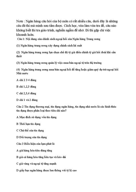 Thi Thử Lllllllllllllllllllllllllllll Note Ngân Hàng Câu Hỏi Của Bộ Môn Có Rất Nhiều Câu