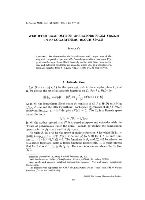 Pdf Weighted Composition Operators From F P Q S Into Logarithmic