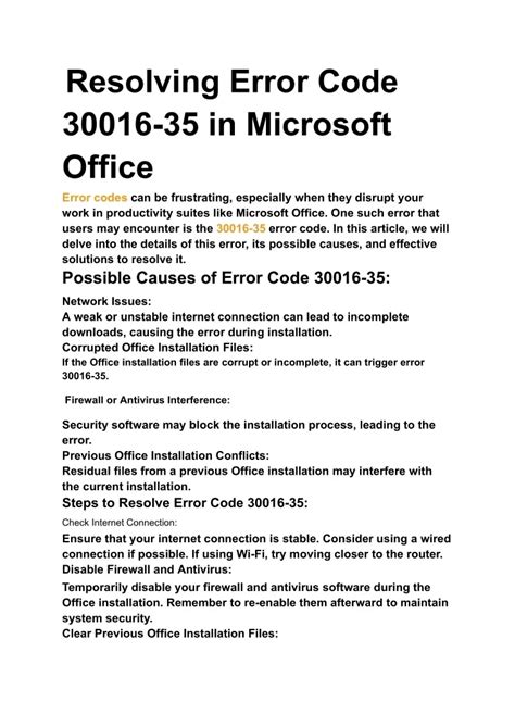 Ppt Resolving Error Code 30016 35 In Microsoft Powerpoint Presentation Id 12940254
