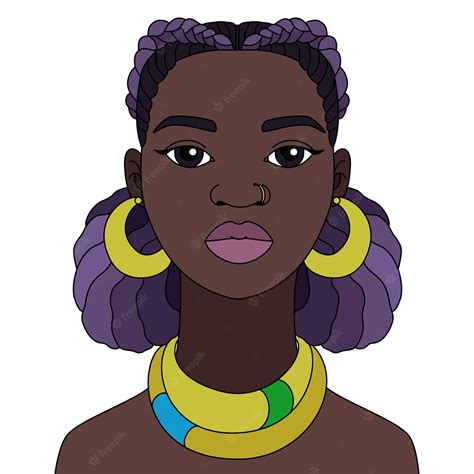 Простой африканский вектор чернокожей женщины Афро девушка раскраски страницы иллюстрации