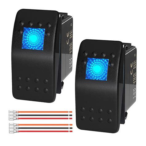 JZROCKER 3 Pin On Off Power Button Toggle Switch Sockets Control Panel LED Light For Car