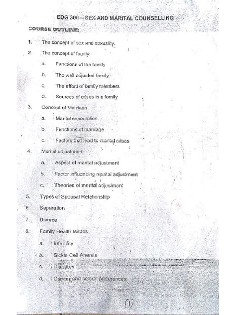 Edg 306 Sex And Marital Counselling 1 Pdf