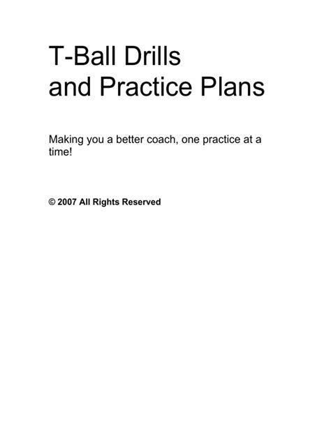 T Ball Drills And Practice Plans Pdf Batting Baseball Team Sports