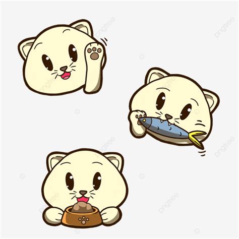 귀여운 고양이 스티커 팩 그림 페인트 상표 귀엽다 Png 일러스트 및 Psd 이미지 무료 다운로드 Pngtree