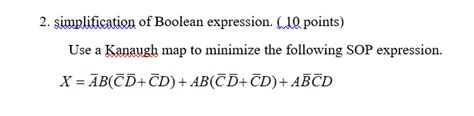 Solved 2 Simplification Of Boolean Expression 10 Points