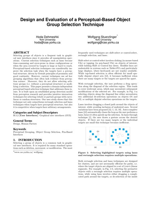 Pdf Design And Evaluation Of A Perceptual Based Object Group