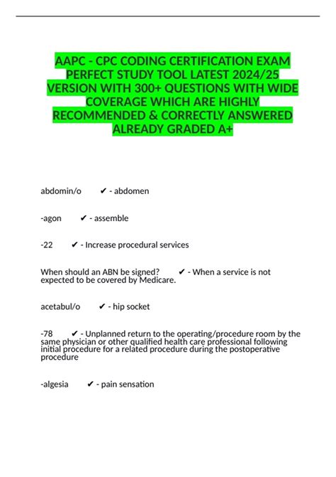 Aapc Cpc Coding Certification Exam Perfect Study Tool Latest 202425