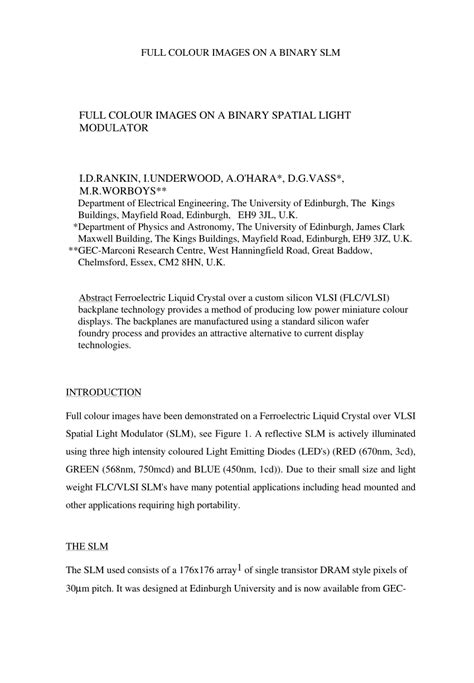 pdf full colour images on a binary spatial light modulator