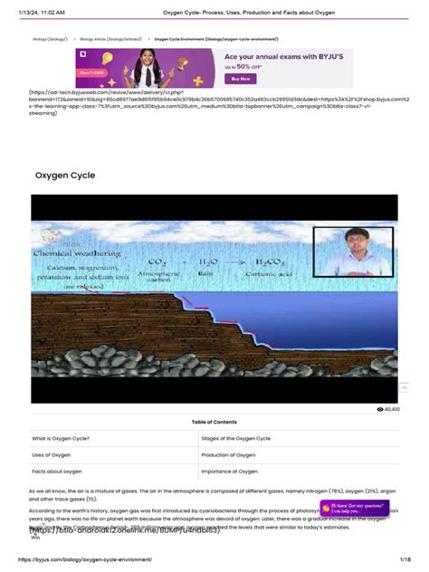 Oxygen Cycle Process Uses Production And Facts About Oxygen Pdf Oxygen Oxide