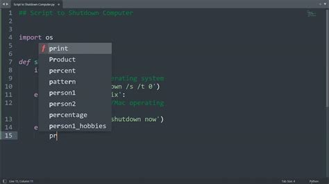 Script To Shutdown Computer In Python Python Examples Python Coding