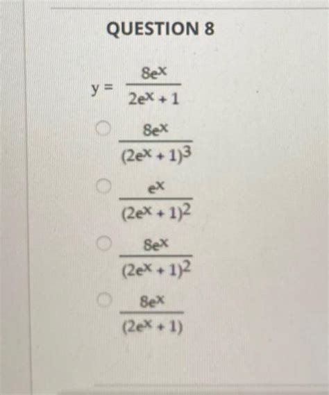 Solved Question 8 Y Sex 2ex 1 Sex 2ex 1 3 Ex 2ex