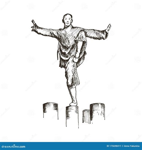 Standing Shaolin Monk Vector Illustration 222858504