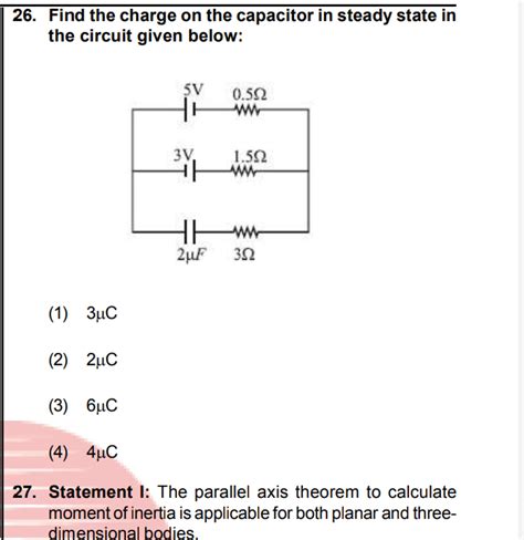 Find The Charge On The Capacitor In Steady State In The Circuit Given Bel