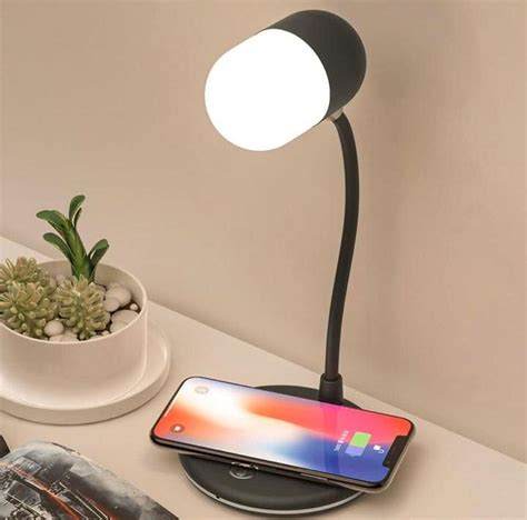 LED Table Lamp With Inbuilt Bluetooth Speaker And Wireless Charger Craftgami