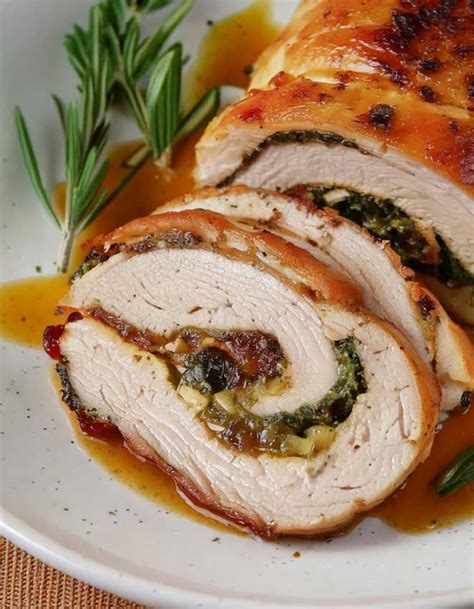 Turkey Roulade With Spinach Cheese And Cranberry For Holiday Happy