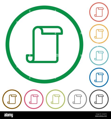 Blank Paper Scroll Flat Color Icons In Round Outlines On White Background Stock Vector Image