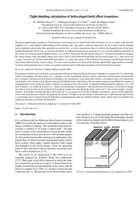 Pdf Tight Binding Calculation Of Delta Doped Field Effect Transistor