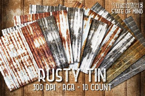 Rusty Tin Digital Papers 220332 Backgrounds Design Bundles