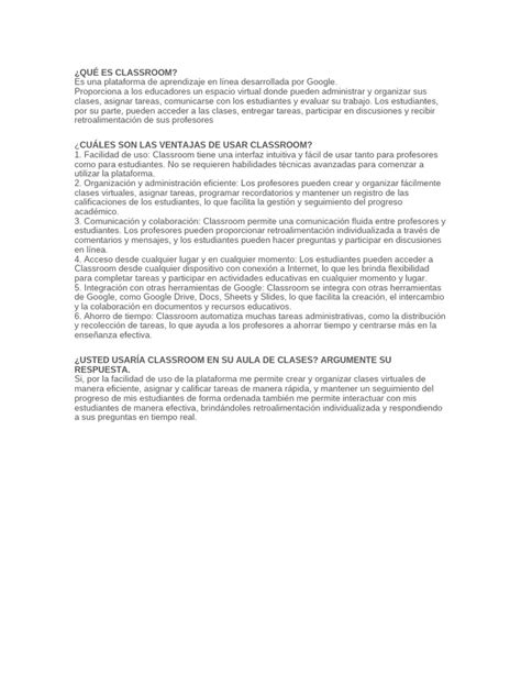 QuÉ Es Classroom Foro Pdf