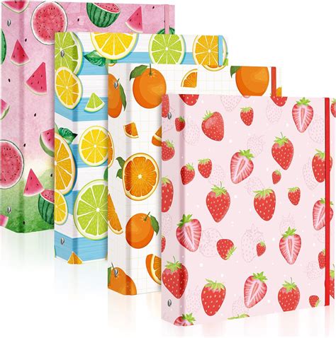 Fainne 4 Pcs Mini Binders 3 Ring Binder 1 Inch 55 X 85 Inch Cute Fruit Binders Mini Decorative