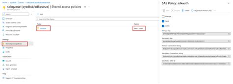 Python Azure Servicebus Created Shared Access Policy For Queue