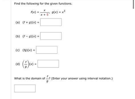 Solved Find The Following For The Given Functions Fx A