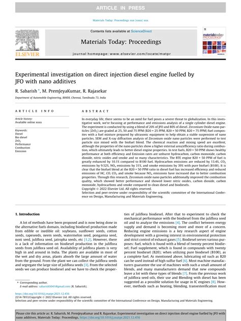 Pdf Experimental Investigation On Direct Injection Diesel Engine